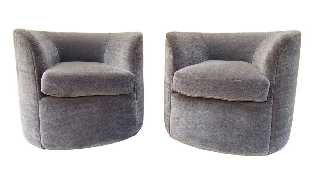 MCM Faudet-Harrison Swivel Lounge Chairs Newly Reupholstered - Pair ...