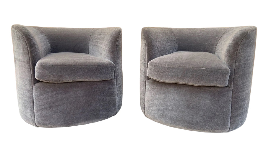 MCM Faudet-Harrison Swivel Lounge Chairs Newly Reupholstered - Pair ...