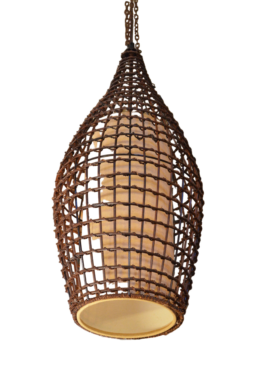 Mid Century Modern Wicker Hanging Basket Pendant Light – Vintage Grind ...