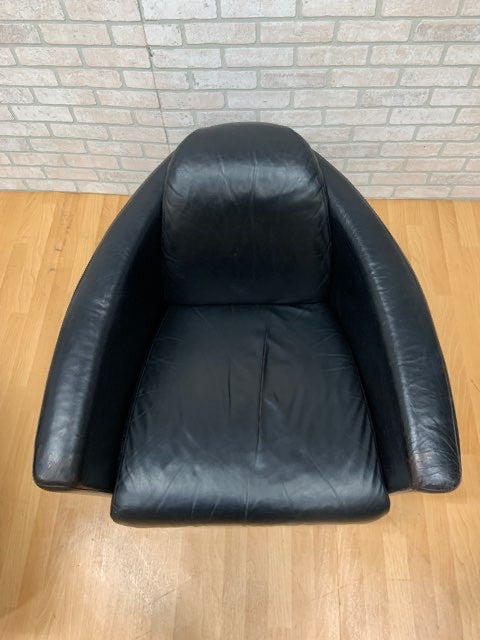 Mid Century Modern Nicoletti Calia Salotti Black Leather Chairs - Pair ...