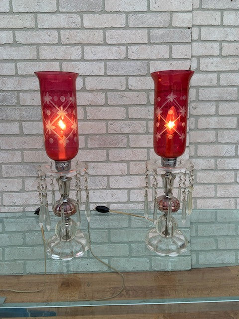 Antique Victorian Style Cranberry Glass Table Lamps – Vintage Grind House
