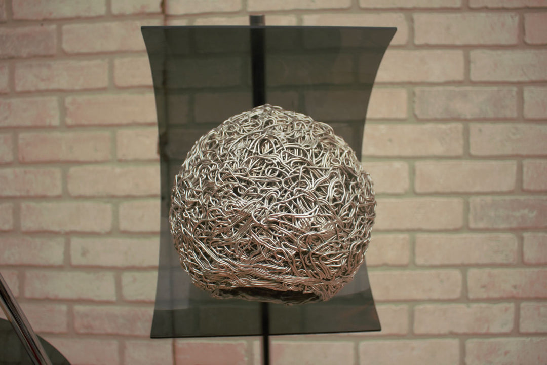 Mid Century Modern Tall Metal Silver Spaghetti Shades Table Lamps - Pa ...