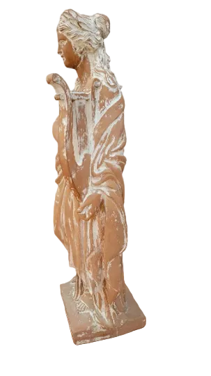 Antique Hellenistic Terra Cotta Statue of Goddess Playing The Harp ...